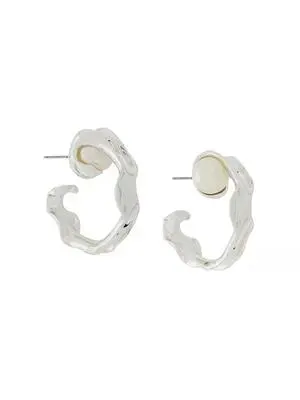 COUP DE COEUR Liquid Pearl Hoop Earrings - Silver