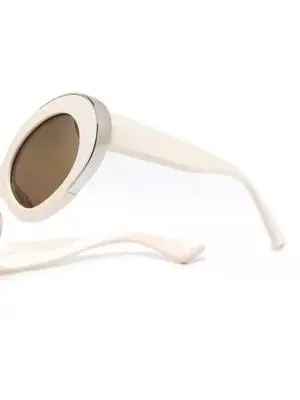 Alexander McQueen Oval-frame Sunglasses - Neutrals
