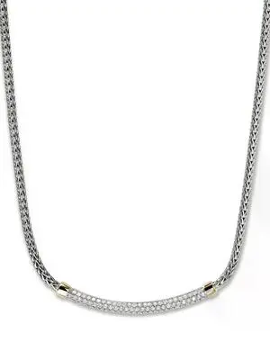 John Hardy 14k Yellow Gold & Sterling Diamond Pavé Chain Necklace - Silver