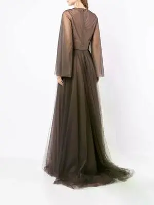 Costarellos Sheer-panel Evening Gown