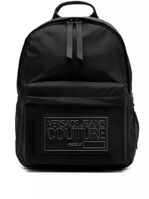 Versace Logo-patch Backpack - Black