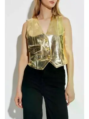 GANNI Metallic Organic Cotton Vest