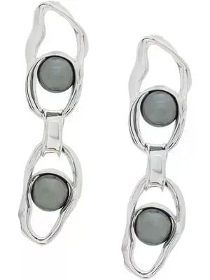 COUP DE COEUR Liquid Pearl Chained Earrings - Silver