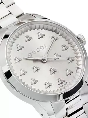 Gucci G-timeless Stainless Steel Watch With Bee Motif - Silver