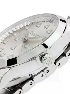 Gucci G-timeless Stainless Steel Watch With Bee Motif - Silver