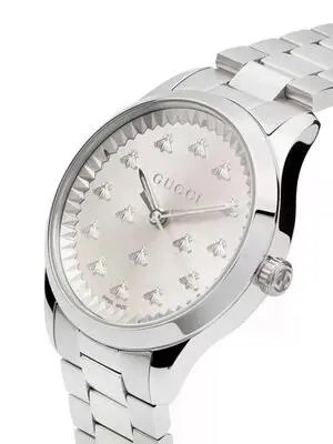 Gucci G-timeless Stainless Steel Watch With Bee Motif - Silver