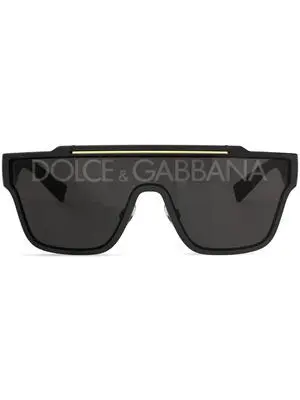 Dolce & Gabbana Logo-print Square-frame Sunglasses - Black