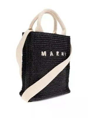 Marni Logo-embroidered Crossbody Bag - Black