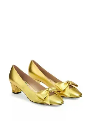 Valentino Garavani Bow Detail Leather Pumps - Gold