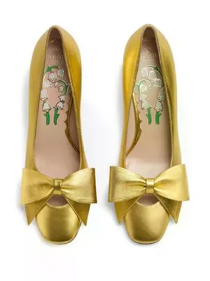 Valentino Garavani Bow Detail Leather Pumps - Gold