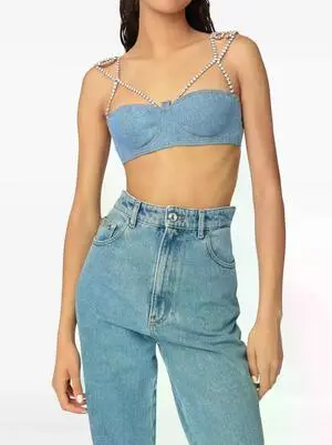 Gcds Chocker Denim Bra - Blue