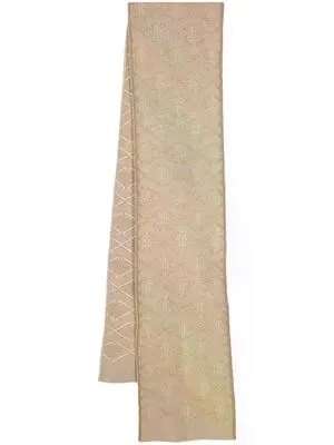 BARRIE Monogram Cashmere-lambs Wool Scarf - Neutrals