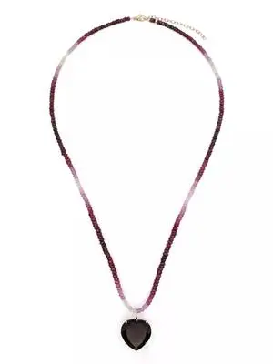 Jia Jia 14kt Yellow Gold Heart Pendant Ruby And Smoky Quartz Necklace - Red