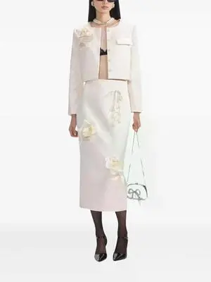 SELF-PORTRAIT Floral-appliqué Skirt