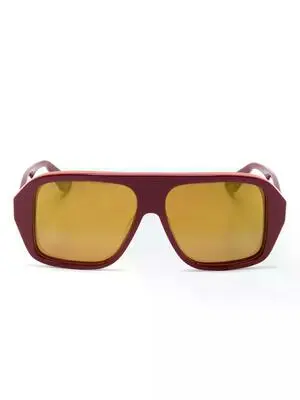 Gucci Logo-engraved Oversized Sunglasses - Red