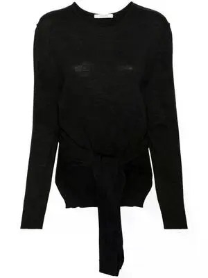 LEMAIRE Fine Knit Crew Neck Sweater With Asymmetric Detailing - Grey