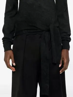 LEMAIRE Fine Knit Crew Neck Sweater With Asymmetric Detailing - Grey