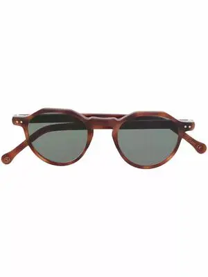 LESCA Icon Round-frame Sunglasses - Brown