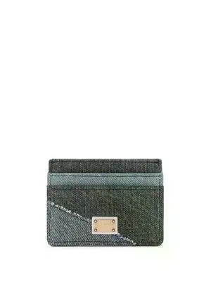 Dolce & Gabbana Logo-plaque Patchwork Card Holder - Blue
