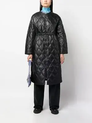 GANNI Diamond-quilted Zip-up Raincoat