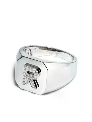 Shay 18k White Gold Diamond Initial Ring - Silver