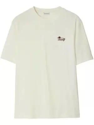 Burberry Embroidered-logo Cotton T-shirt - White