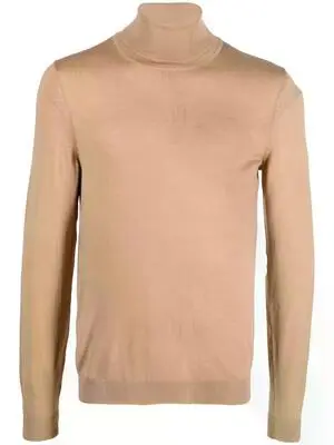 BOSS Roll-neck Wool Jumper - Brown