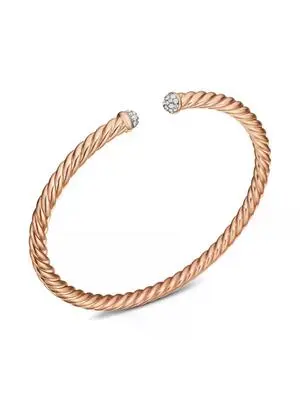 David Yurman 18kt Rose Gold Cablespira Diamond Bracelet