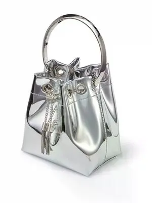 JIMMY CHOO Bon Bon Metallic Bucket Bag - Silver