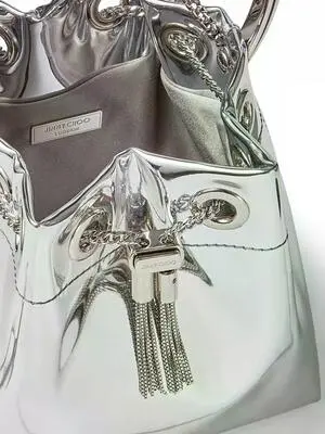JIMMY CHOO Bon Bon Metallic Bucket Bag - Silver