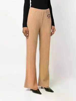 TWINSET Logo-patch Ribbed-knit Trousers