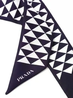 Prada Silk Printed Twill Scarf - Blue