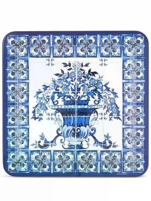 Dolce & Gabbana Large Mediterraneo-print Wooden Tray - Blue
