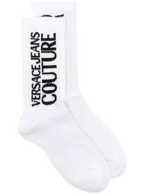 Versace Logo-intarsia Knitted Socks - Black