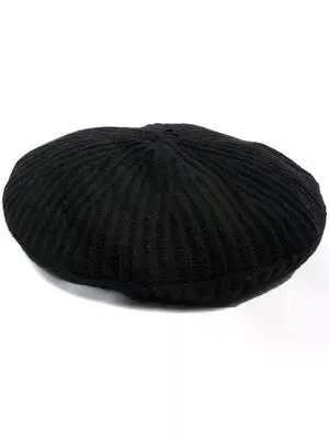 GANNI Ribbed Logo-patch Beret