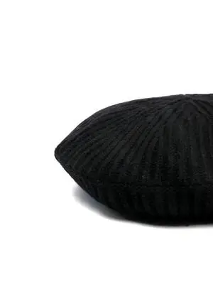 GANNI Ribbed Logo-patch Beret