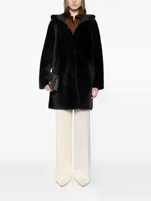 ARMA Shearling Coat With Hood - Black