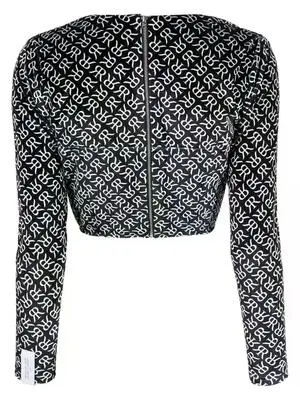 Rokh Monogram-print Bustier Corset Top - Black