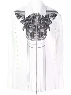 DION LEE Column-print Hook-and-eye Shirt Jacket