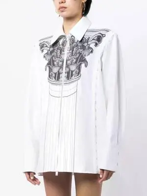 DION LEE Column-print Hook-and-eye Shirt Jacket