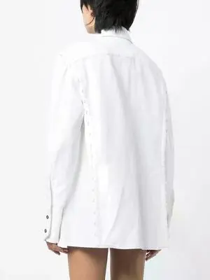 DION LEE Column-print Hook-and-eye Shirt Jacket
