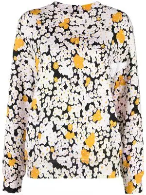 LANVIN Floral-print Cotton Sweatshirt - Neutrals