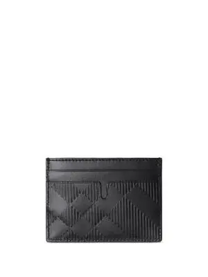 Burberry Embossed Check Card Case - Black
