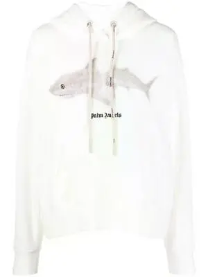 Palm Angels Graphic-print Cotton Hoodie - White