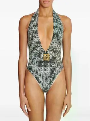 Balmain Labyrinth-print Swimsuit