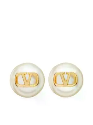Valentino Garavani Vlogo Signature Pearl Stud Earrings - Neutrals