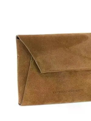 Brunello Cucinelli Monili-embellished Suede Clutch Bag - Brown