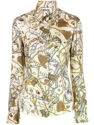 Moschino Bridle-print Silk Shirt