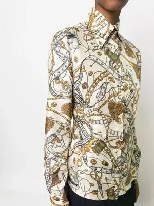 Moschino Bridle-print Silk Shirt