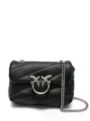 Pinko Love Classic Puff Shoulder Bag In Nappa Leather With Diamond Cut Buckle - Black